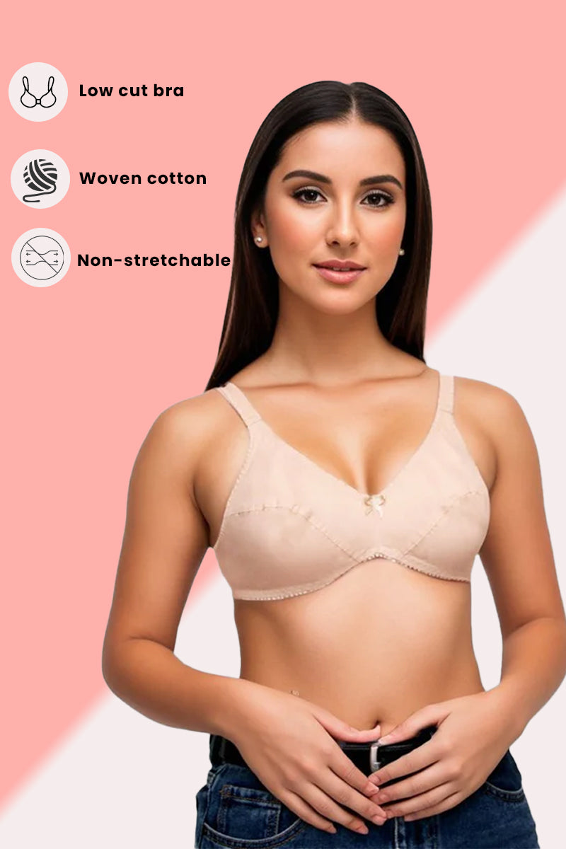 Skin Tulip - Non Padded WireFree Low Cut Cotton Bra – Espicopink