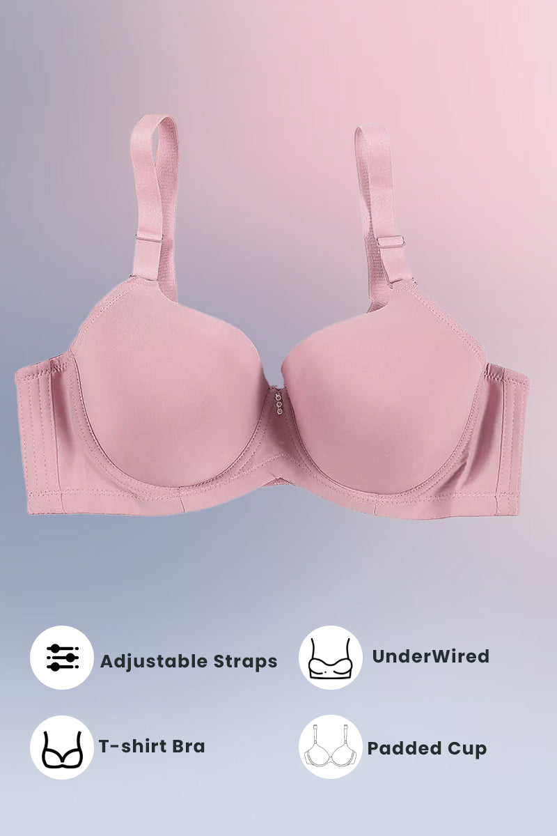 Espico Pink Padded Wired T-Shirt Bra - Tea Pink – Espicopink