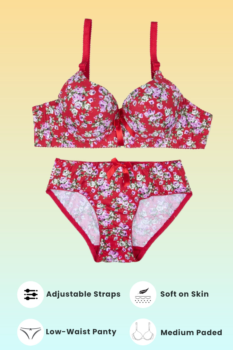Red Floral Padded Set – Espicopink